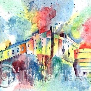 EDINBURGH CASTLE Scotland Art Print of Original Watercolour Painting ...