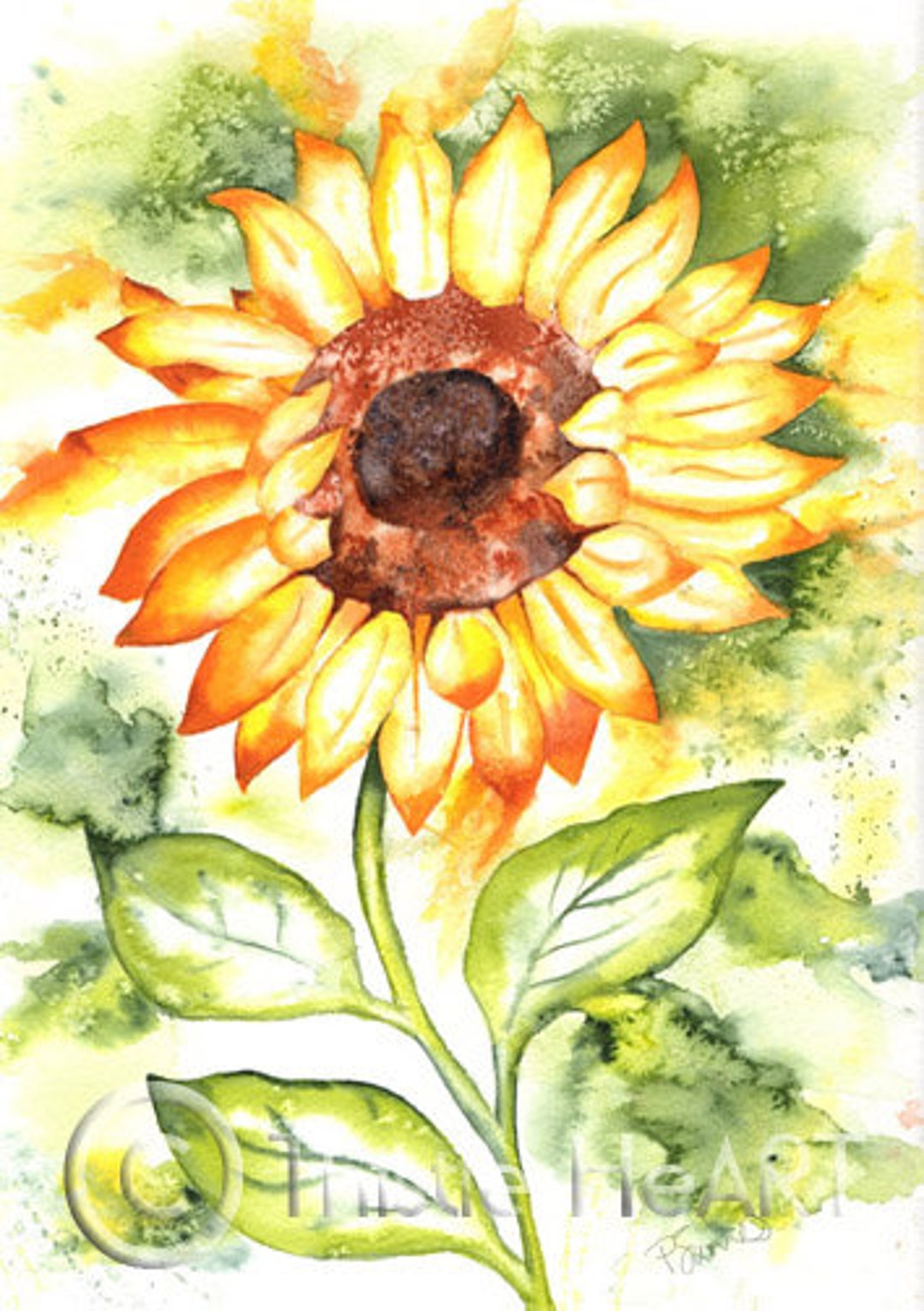SUNFLOWER SPLASH Art Print of Original Painting Artwork Wall Art ...