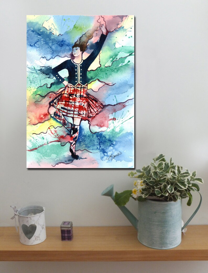 HIGHLAND DANCER Scotland Art Canvas Print of Original Watercolour ...