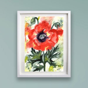 POPPY SPLASH Art Print of Original Watercolour Painting Poppies ...