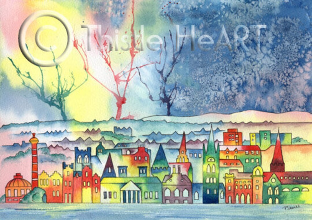 CITY OF PERTH Scotland Art Print of Original Watercolour Painting ...