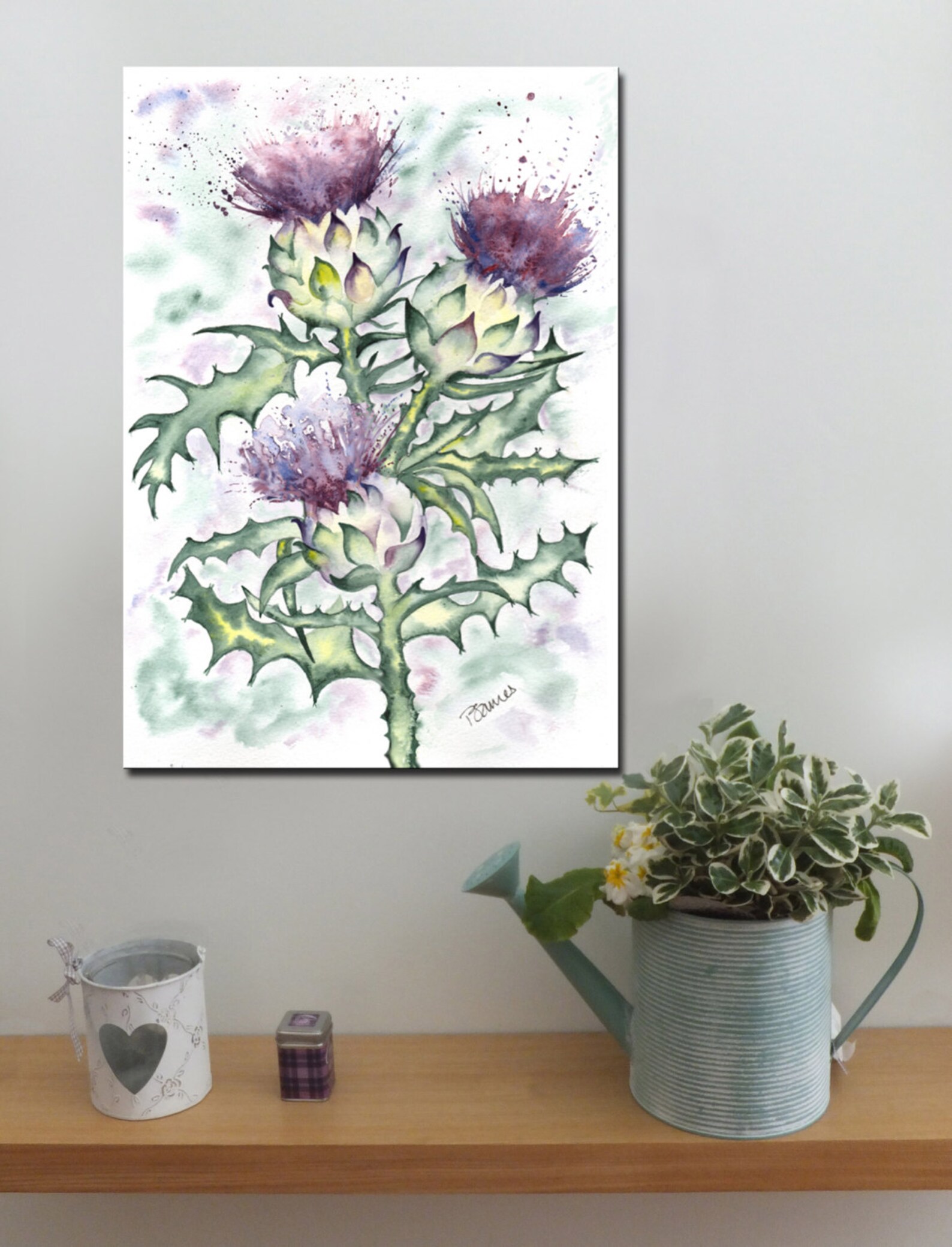 THREE SCOTTISH THISTLES Scotland Art Print of Original Watercolour ...