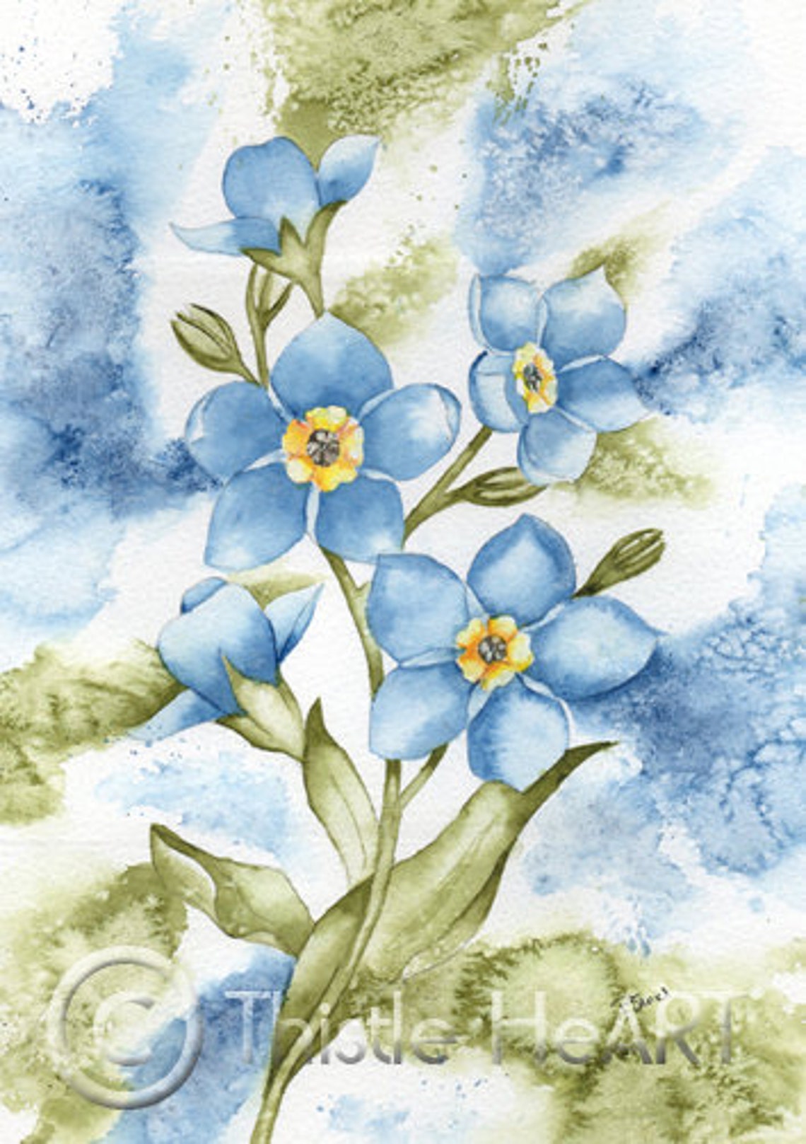 FORGET ME NOT Art Print of Original Painting Artwork Wall Art - Etsy