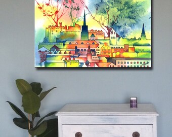 EDINBURGH CASTLE Scotland Art Print of Original Watercolour | Etsy