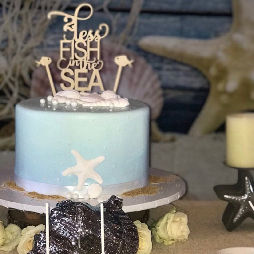 Wedding Cake Topper - 2 Less Fish in the Sea Cake Topper - Cake Decor ...
