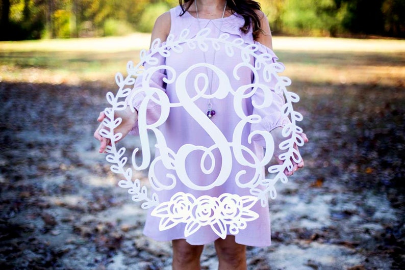 PAINTED Monogram Wooden Initials Vine Script Monogram - Etsy