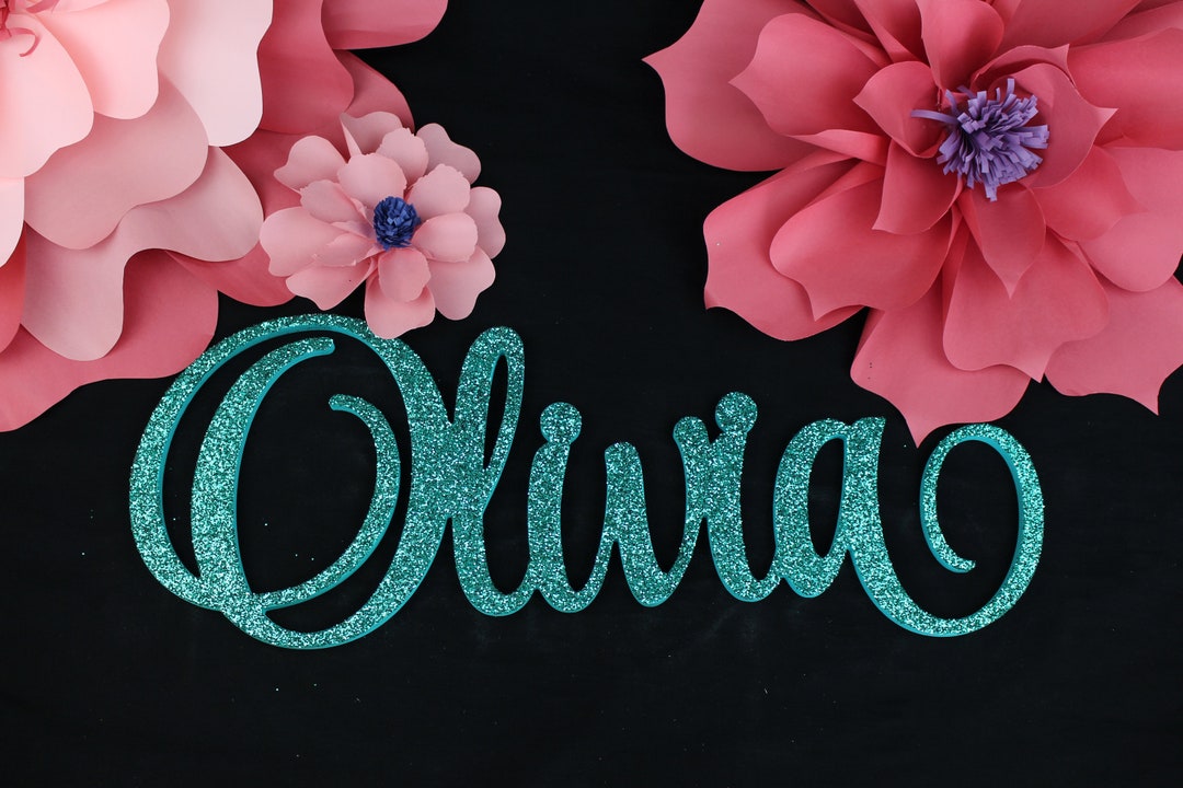 Glitter Wood Name Sign Wall Hanging - Bedroom Name Decor - Gold Silver ...