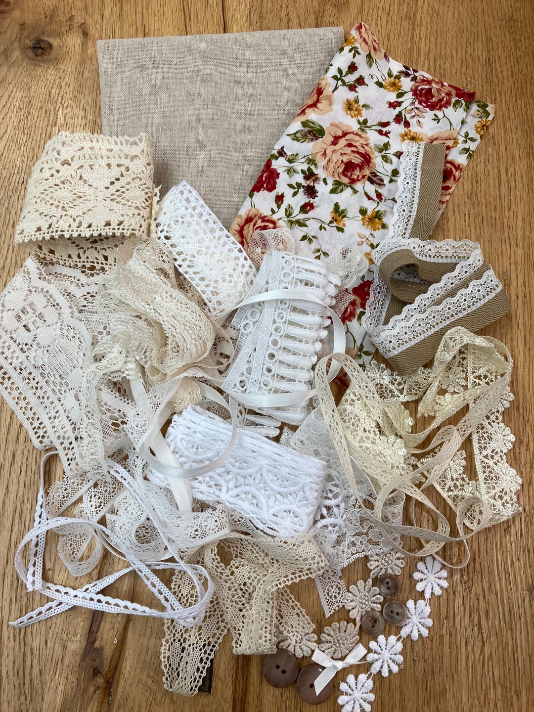 Cream Floral & Beige Mix Slow Stitch Bundle. Beautiful Quality Pretty ...