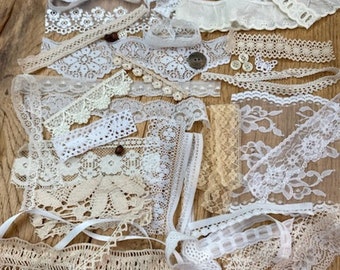 40 Piece Cream Lace Embelishment Buttons . Junk Journal / Craft Sets ...