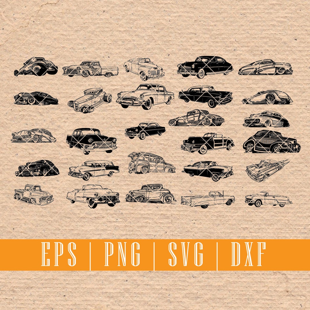 Classic Cars Graphics SVG EPS PNG Ideal for Bullet Journaling ...