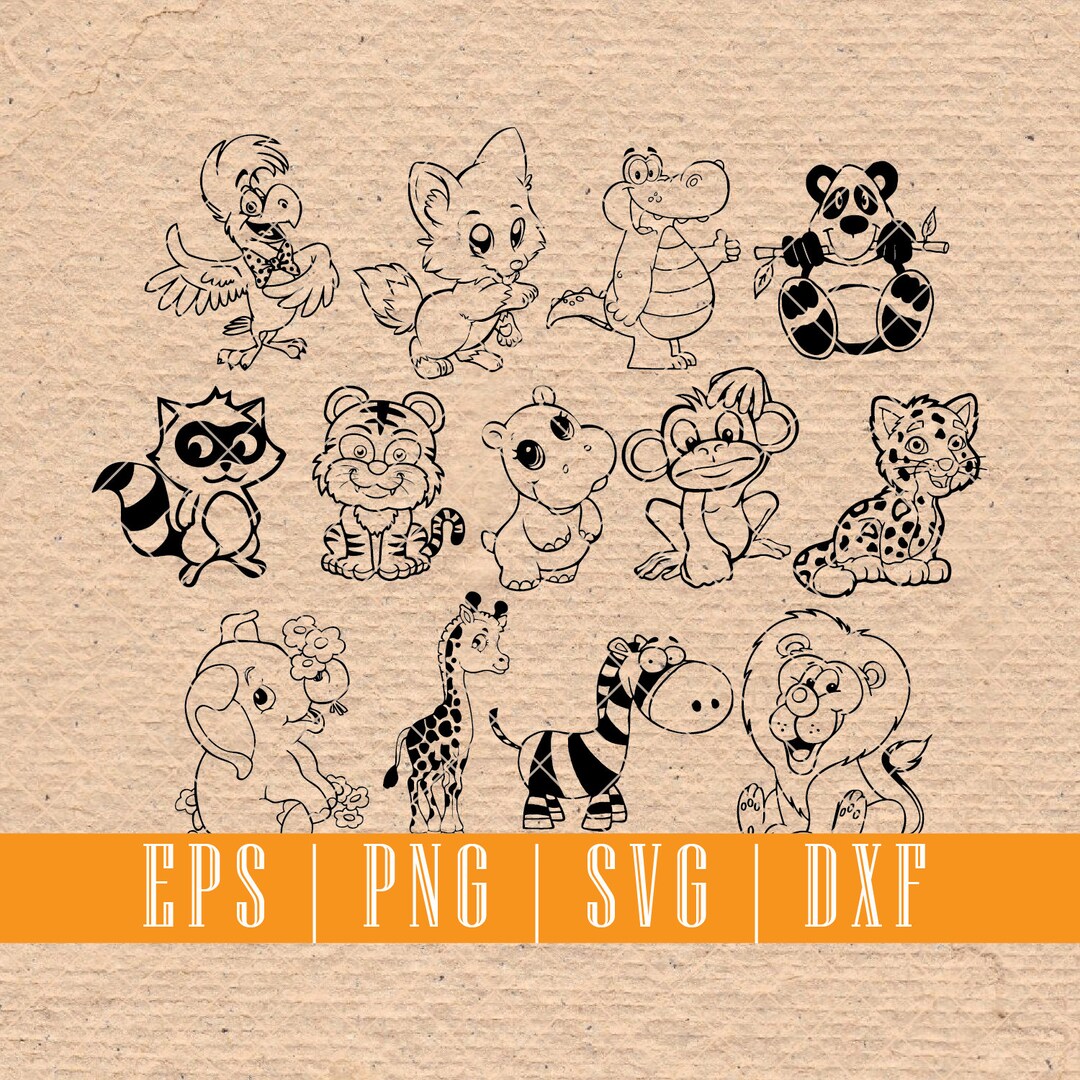 Cute Safari Animals SVG EPS PNG Ideal for Bullet Journaling ...