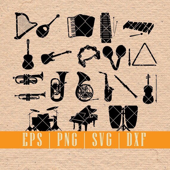 Musical Instruments Graphics SVG EPS PNG Ideal for Bullet - Etsy