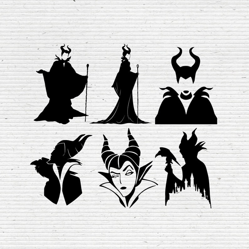 Maleficent Silhouette Svg And Dxf Cut Files Editable Vector Etsy