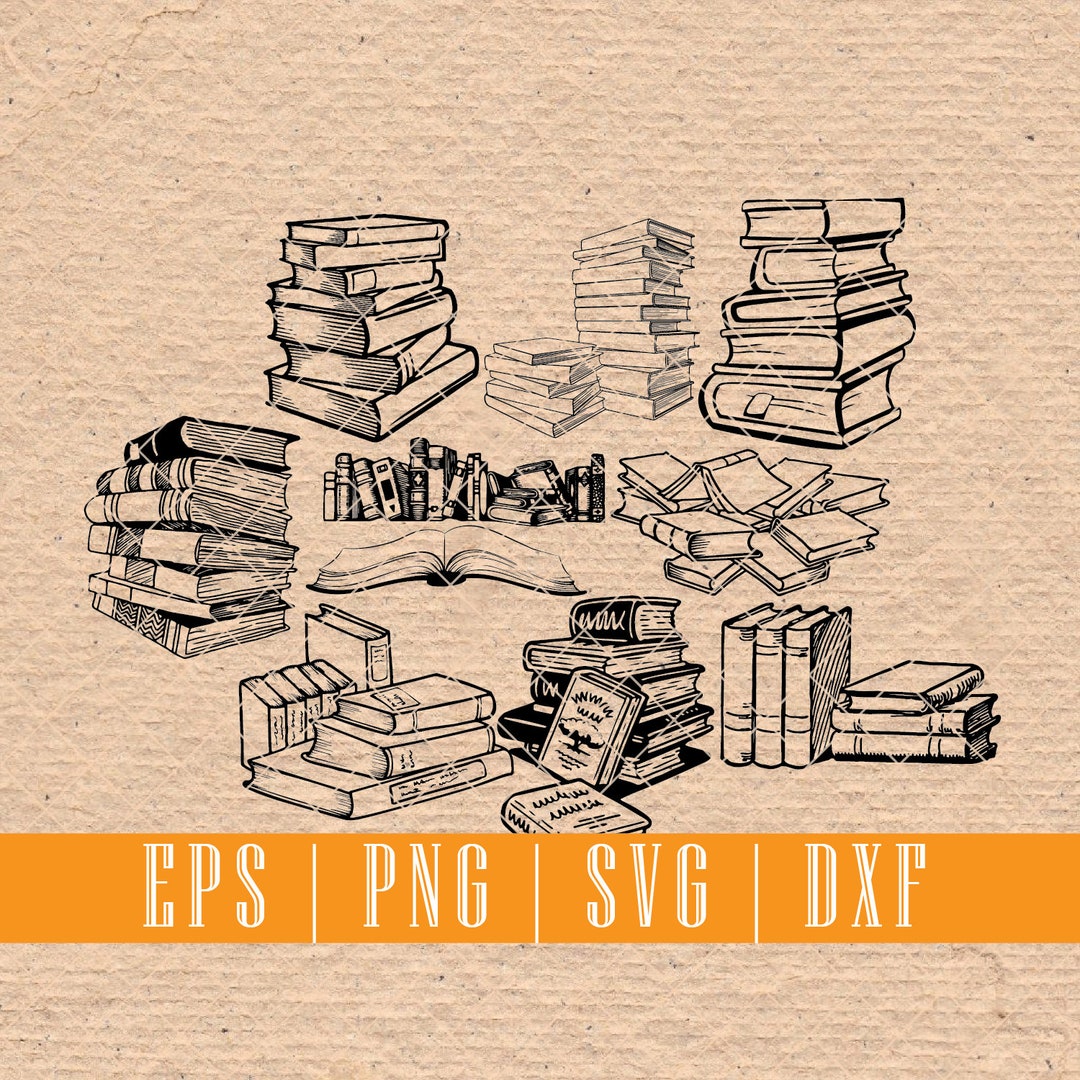 Hand-drawn Books Graphics: SVG, EPS, PNG (digital Download) - Etsy
