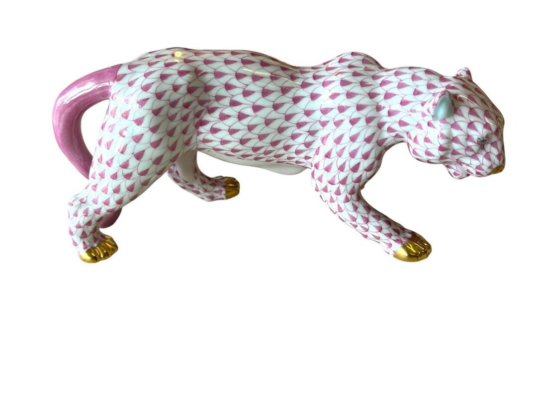 Herend Tiger. Hand Painted Pink Fishnet - Etsy