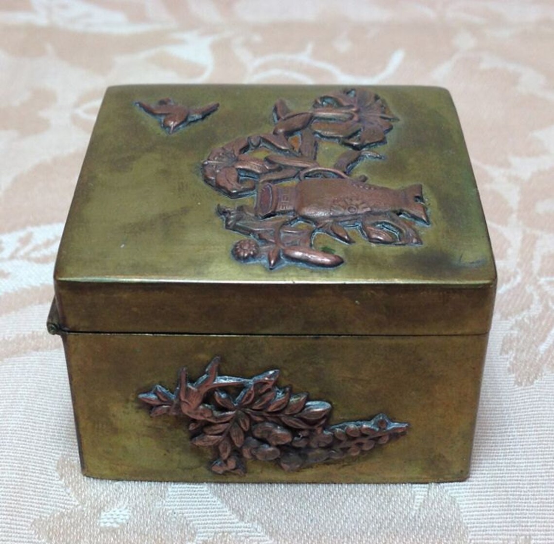 Japanese Edo Snuff Box Mixed Metal Copper, Bronze ANTIQUE Exquisite ...