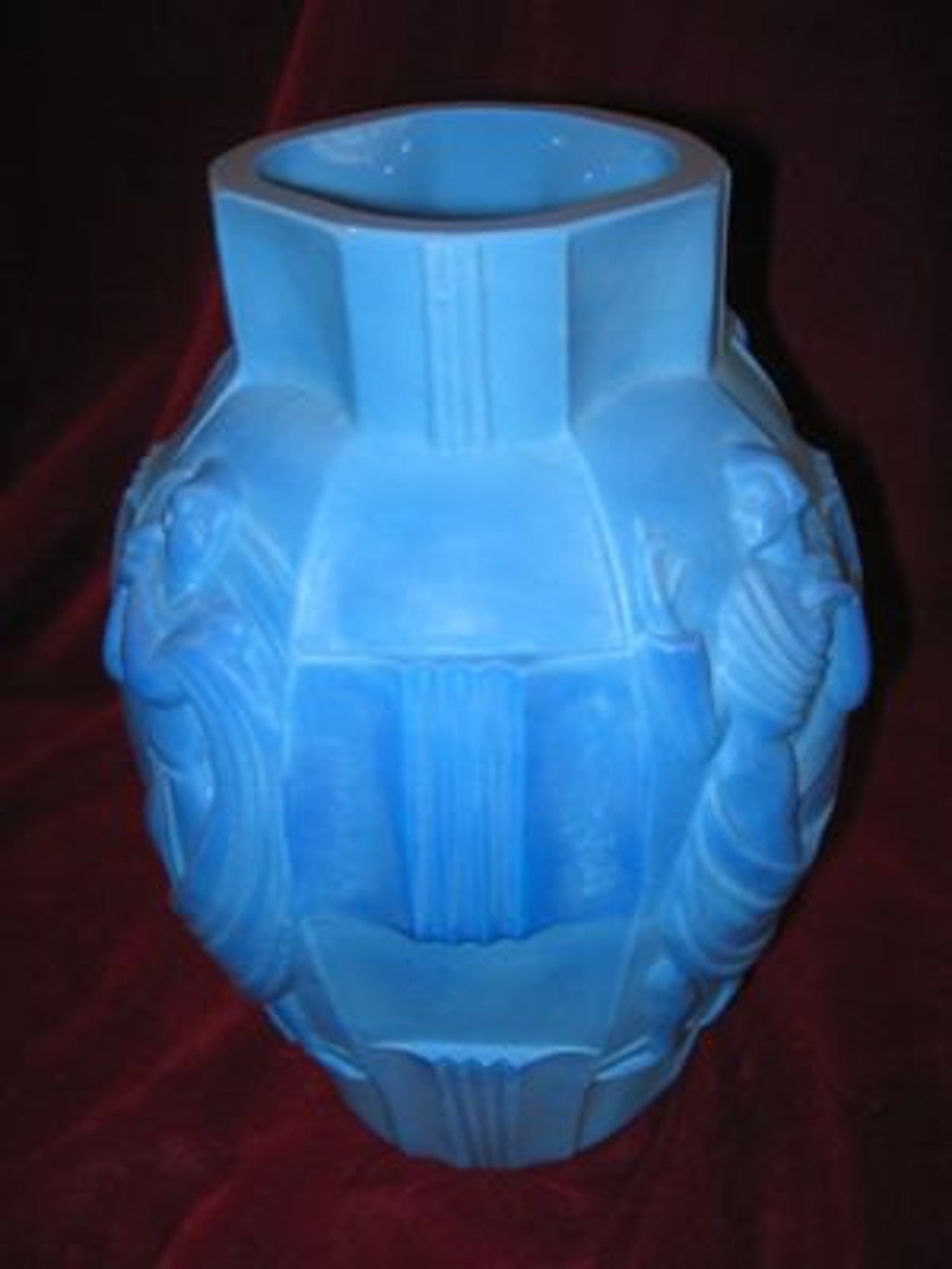 Czech Art Glass SCHLEVOGT Ingrid DECO Vase Lapis Marble Glass ...