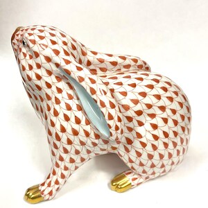 Herend Rabbit. Hand Painted Orange/ Rust Fishnet. 5" - Etsy