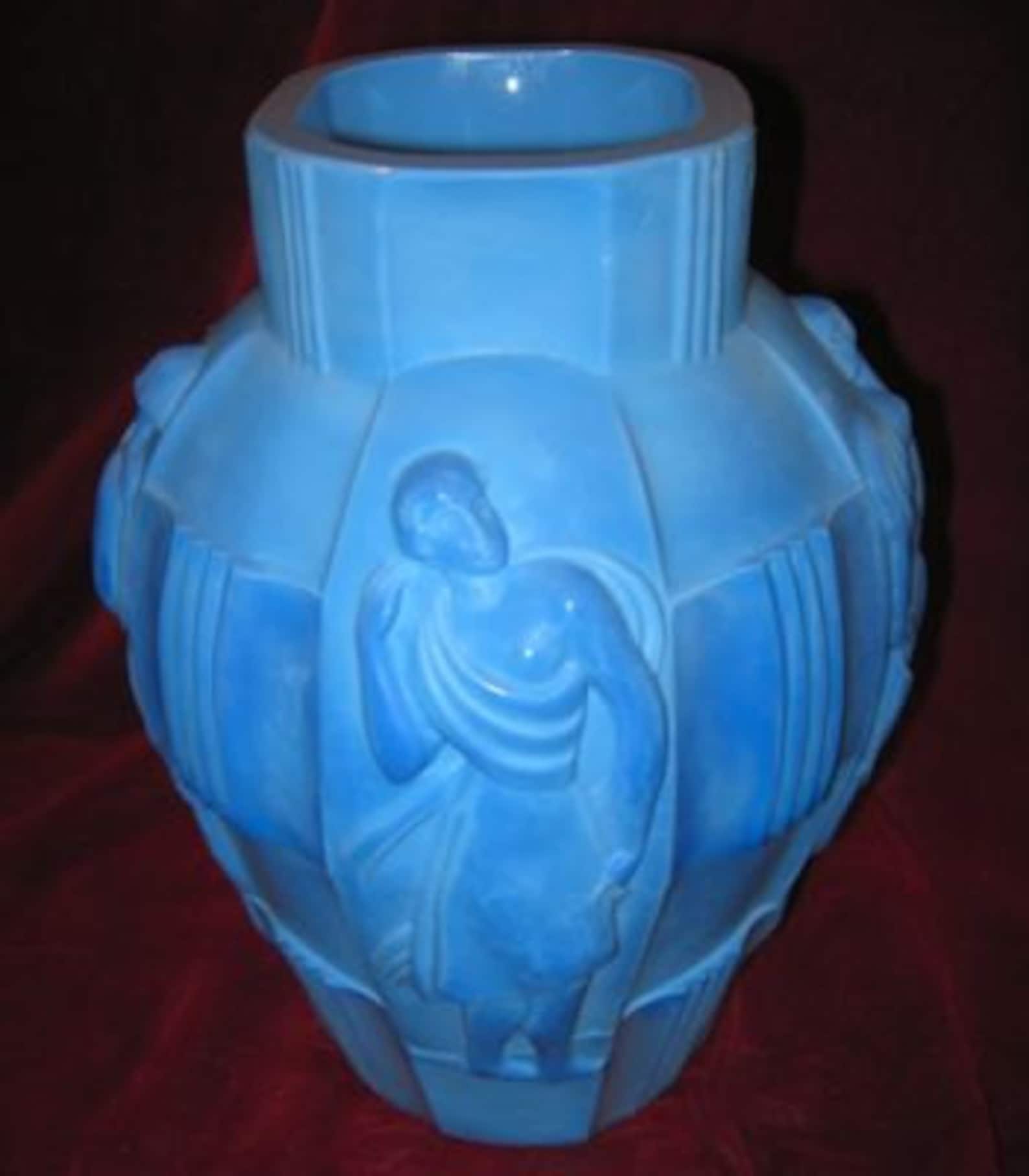 Czech Art Glass SCHLEVOGT Ingrid DECO Vase Lapis Marble Glass ...