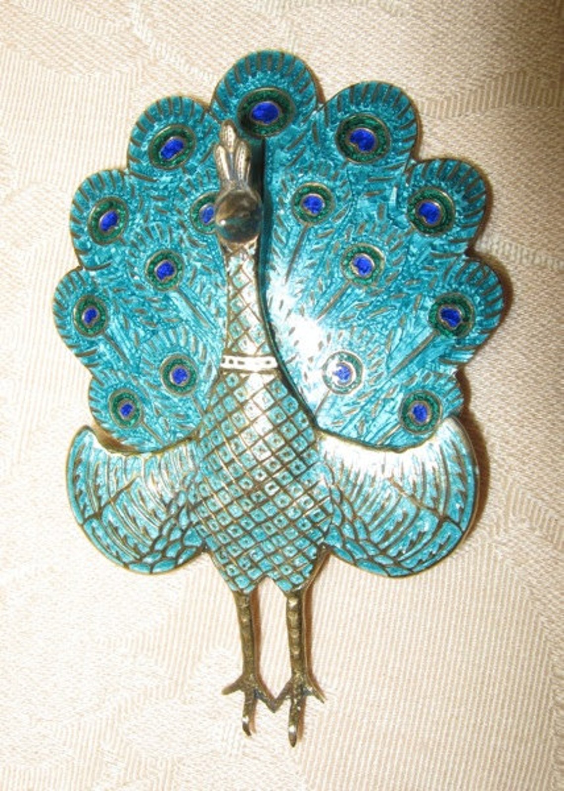 SIAM Sterling Enamel PEACOCK Brooch Pin Hinged Tail VINTAGE - Etsy