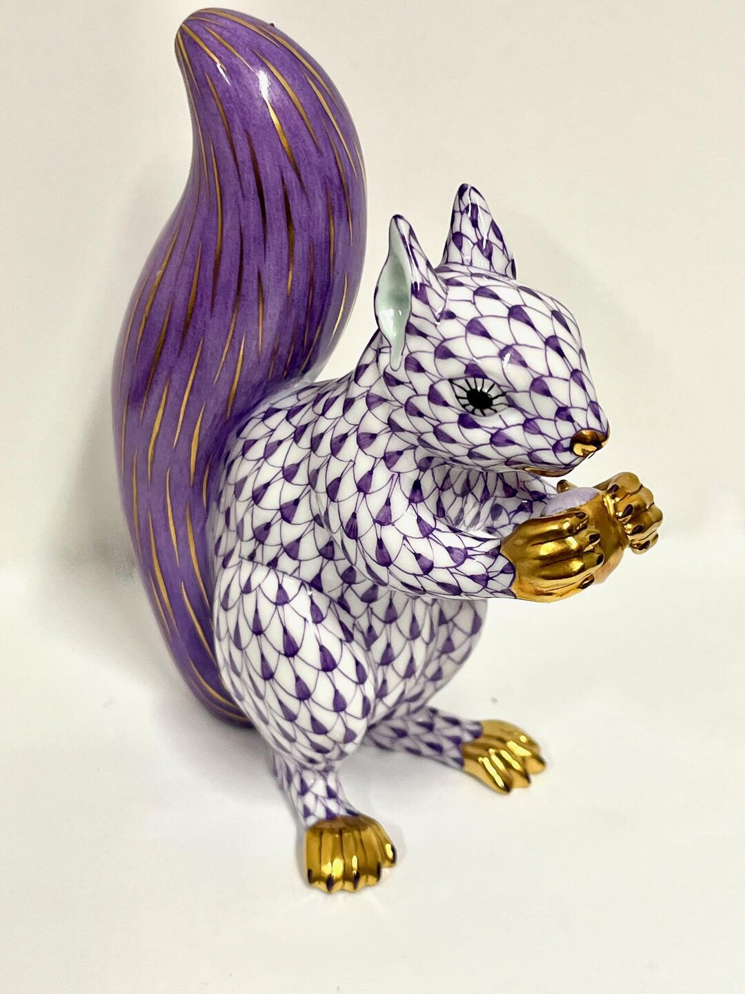 Herend Squirrel. Hand Painted Purple Fishnet - Etsy