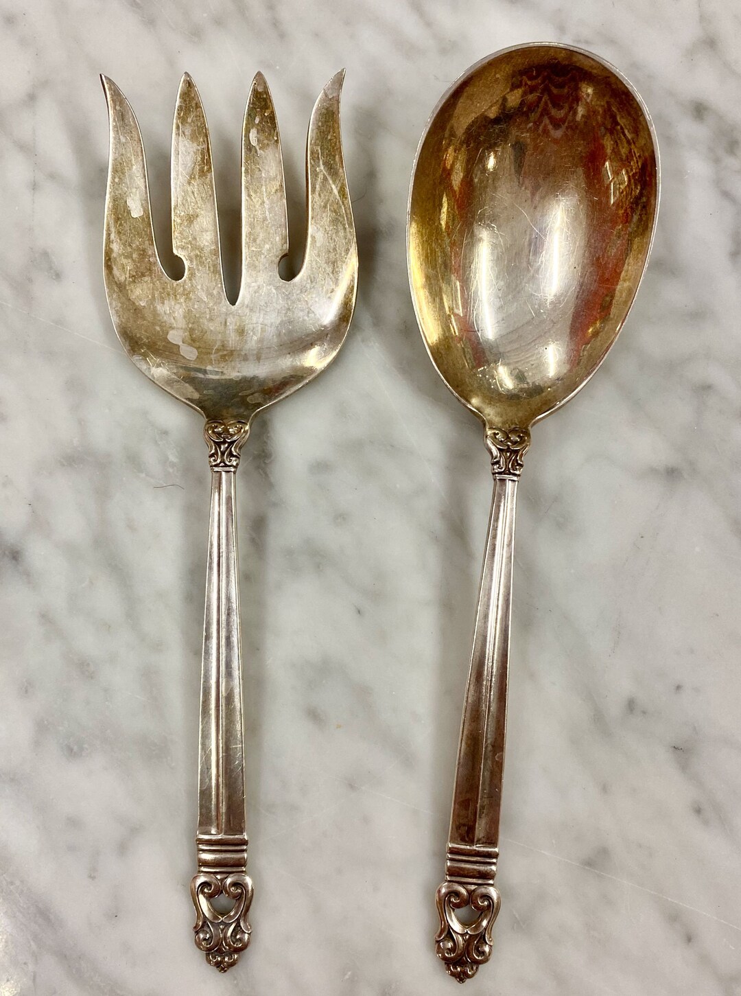 Royal Danish Sterling Silver Salad Servers - Etsy