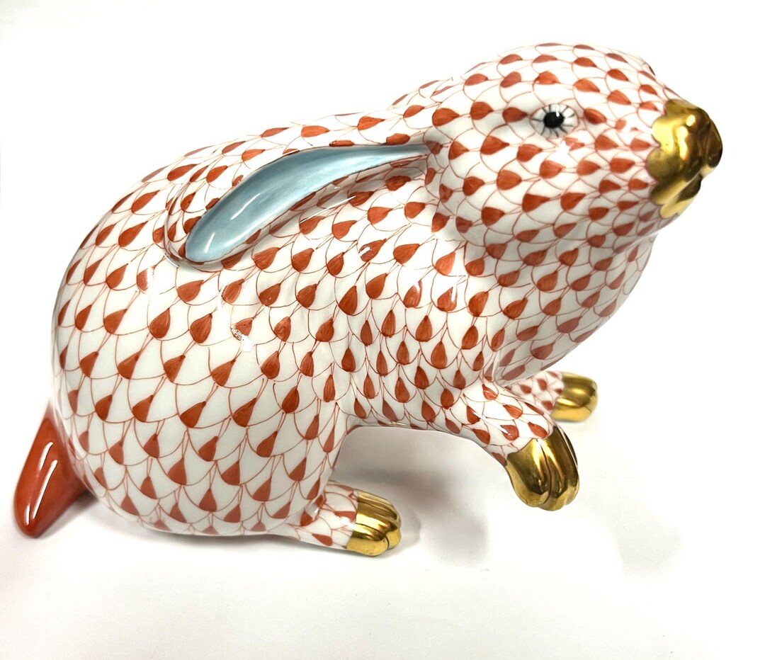 Herend Rabbit. Hand Painted Orange/ Rust Fishnet. 5" - Etsy