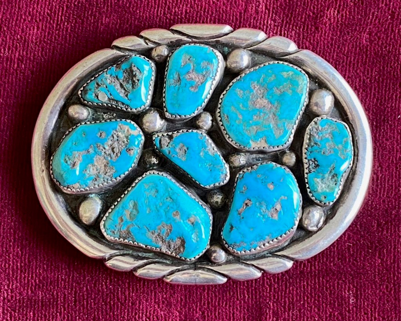 Zuni Turquoise Cluster Belt Buckle E and Y Mahooty | Etsy