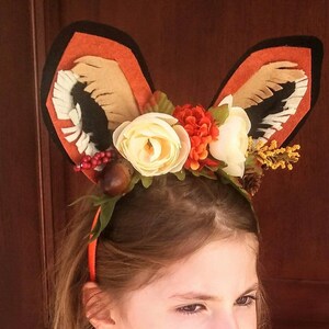 Fox Headband With Flowers and Felt Fox Ears for Halloween Costume or ...
