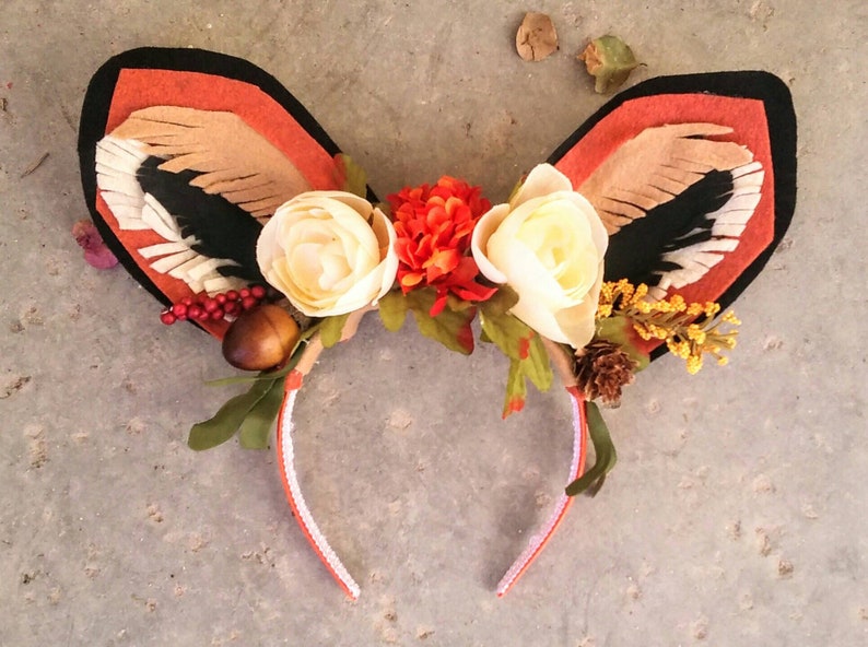 Fox Headband With Flowers and Felt Fox Ears for Halloween | Etsy