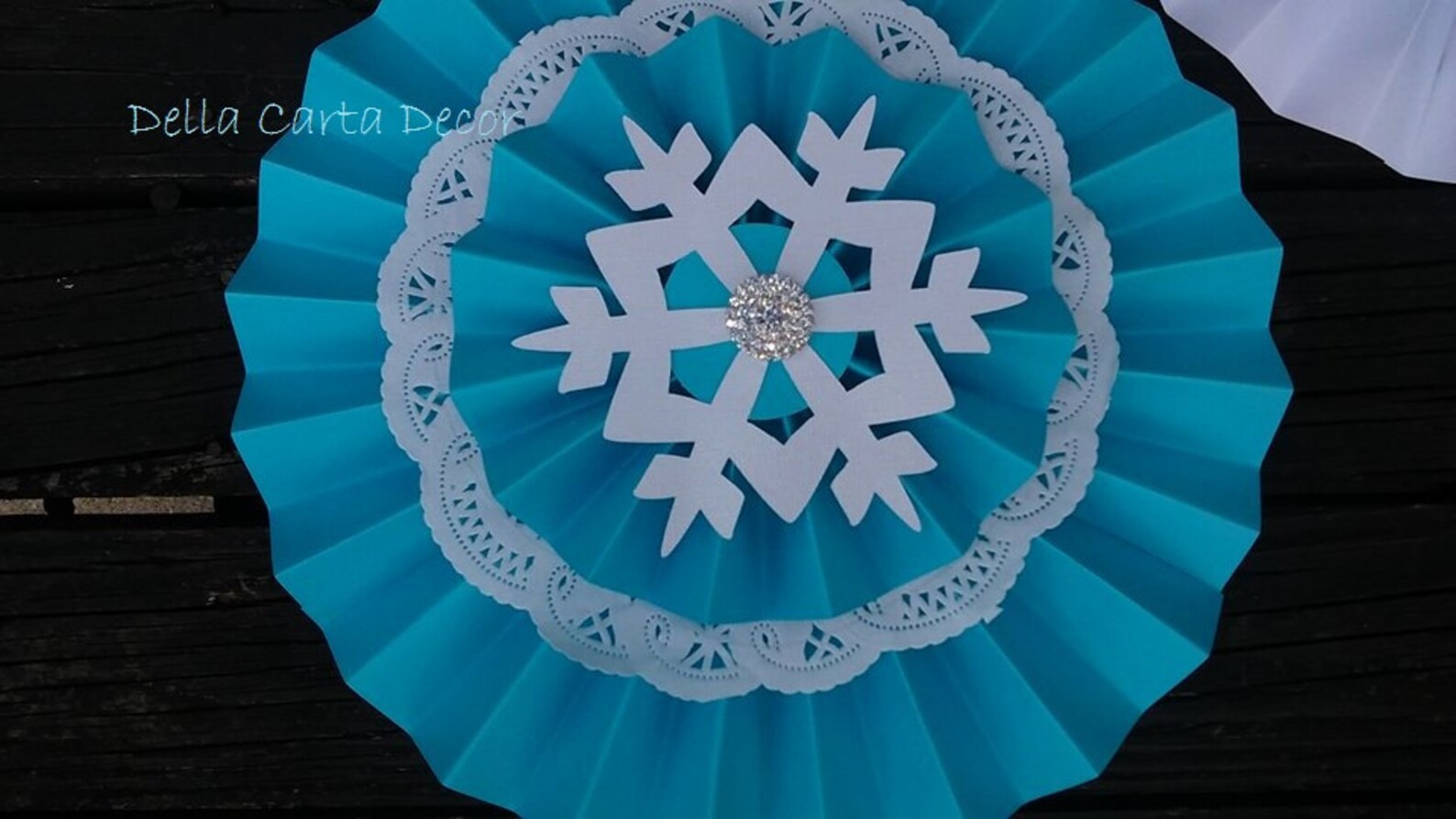 Snowflake backdrop paper fans and snowflake fans with bling | Etsy