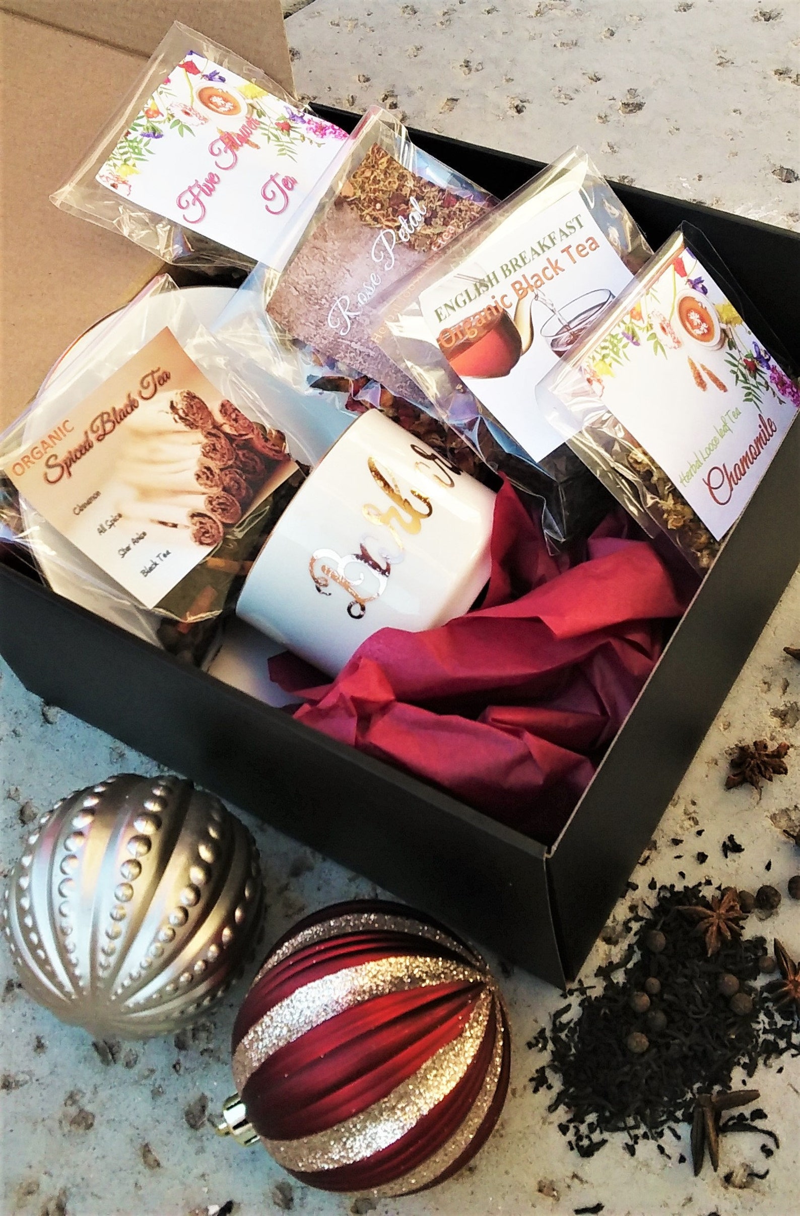 Tea Gift Set Personalized Tea Cup and Saucer Tea Sampler - Etsy