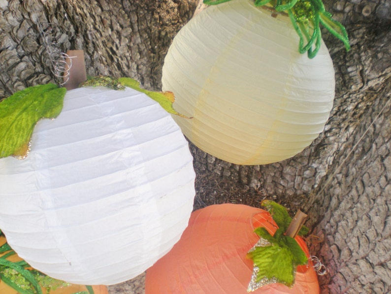 Fall Paper Lantern Set of 4 Pumpkin Lanterns, Orange, Yellow, Apricot ...
