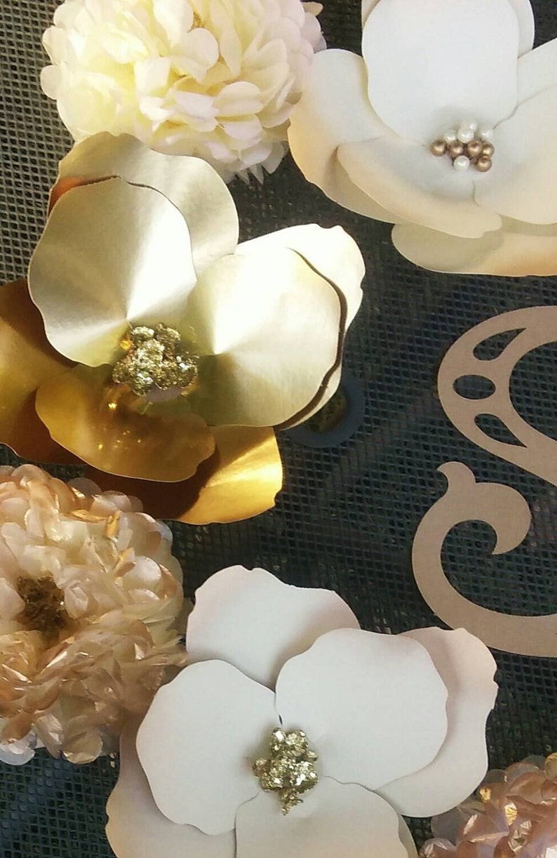 XL paper flowers gold cream neutral colors perfect for a photo | Etsy