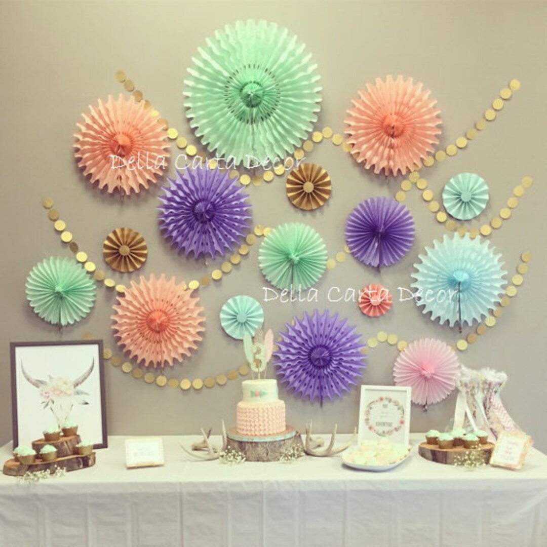 Pastel Paper Fans Backdrop for Photo Backdrop or Table Backdrop ...