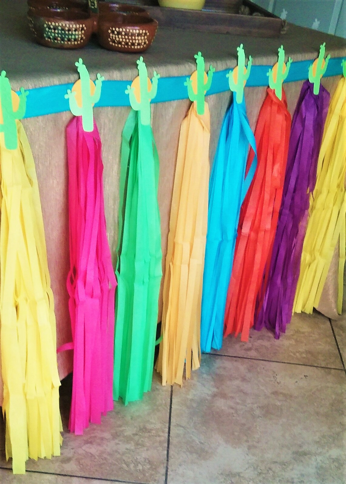 Encanto Birthday Fiesta Table Decor Fiesta Table Skirt for Cactus Party ...