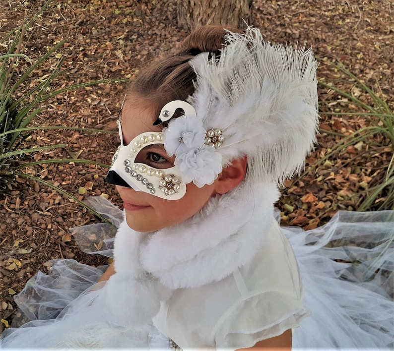 Swan Mask Masquerade GORGEOUS for ADULT or KID Costume Handmade With ...