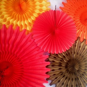 Fall Party Tissue Fans Red Yellow Orange Brown for Table Backdrop ...