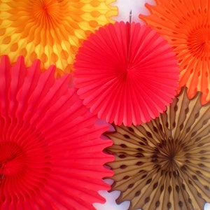 Fall Party Tissue Fans Red Yellow Orange Brown for Table Backdrop ...