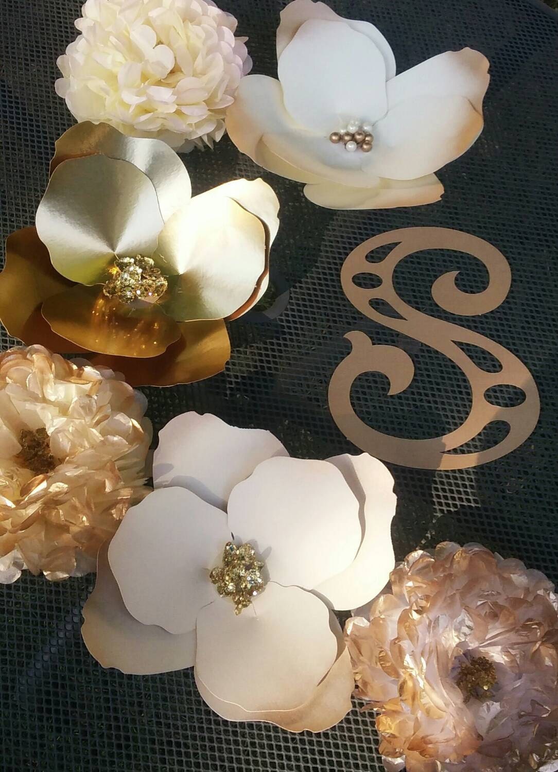 XL paper flowers gold cream neutral colors perfect for a photo | Etsy