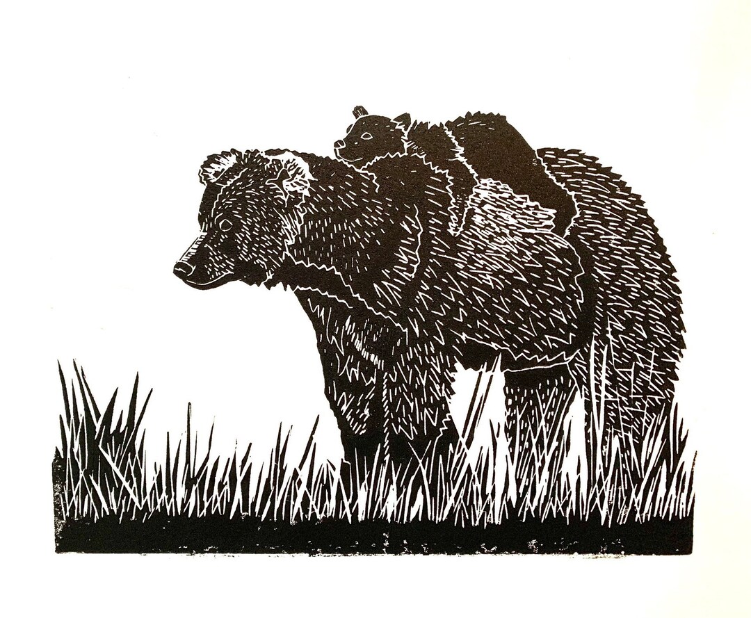 Bear and Bear, Original, Handmade, Linocut Print - Etsy
