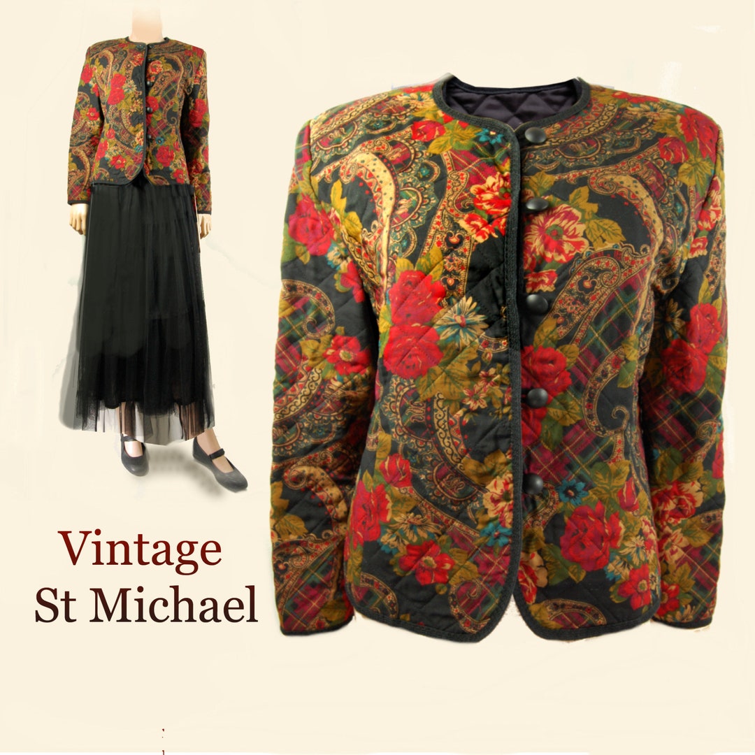 Vintage St Michael Jacket Paisley Floral Mulit Colured Bohemium Long ...