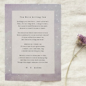W. H. Auden Poem Print: the More Loving One, Love Poetry Art - Etsy