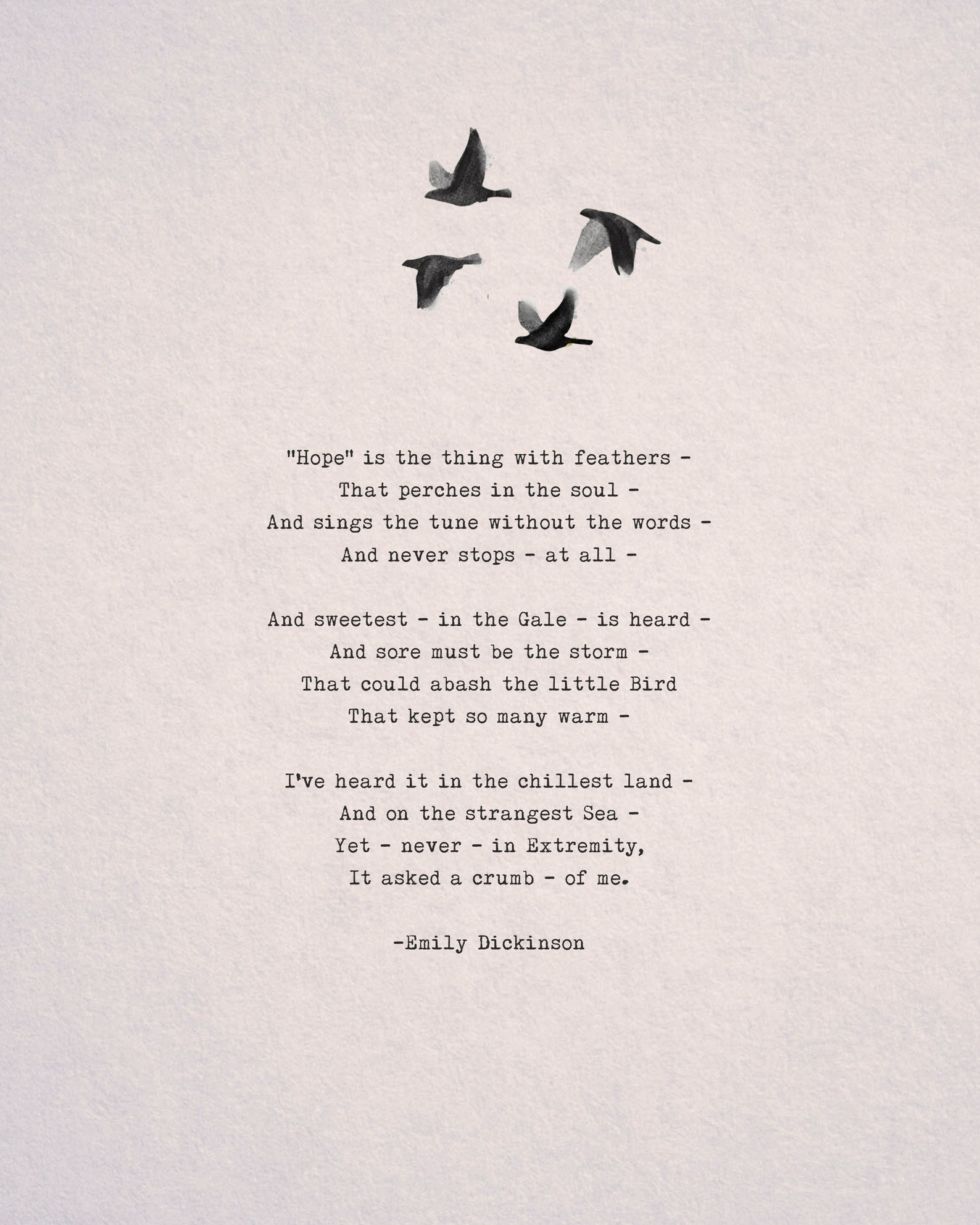 Emily Dickinson Hope is the Thing With Feathers Poetry Art - Etsy