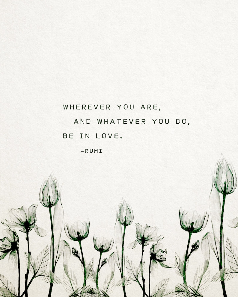 Rumi Quote Art Print: Floral Wall Decor, Spiritual Gift - Etsy