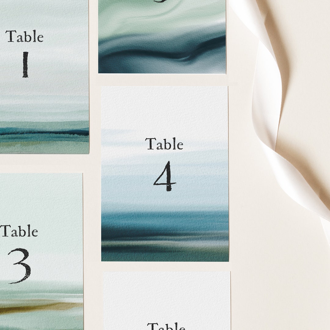 Nautical Wedding Table Numbers. Minimal Ocean Art. Ocean Theme Wedding ...