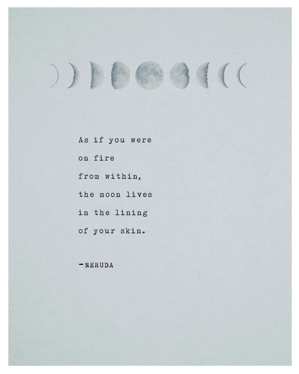 Pablo Neruda Poetry Art Print Moon Quote Poster Wall Decor - Etsy