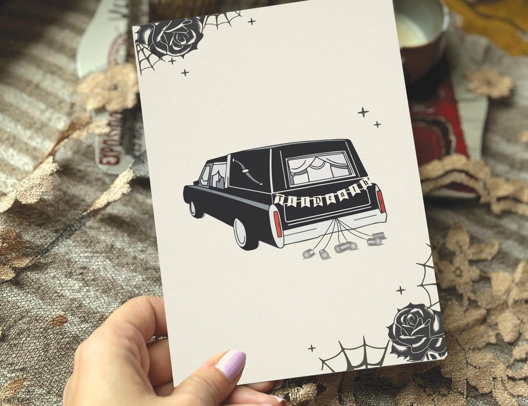 Goth Anniversary or Wedding Card 'til Death Do Us Part Hearse. Birthday ...
