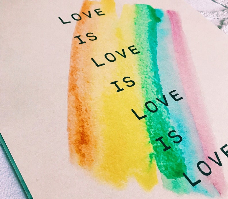 LBGQTA love is love pride poster rainbow art love quote | Etsy