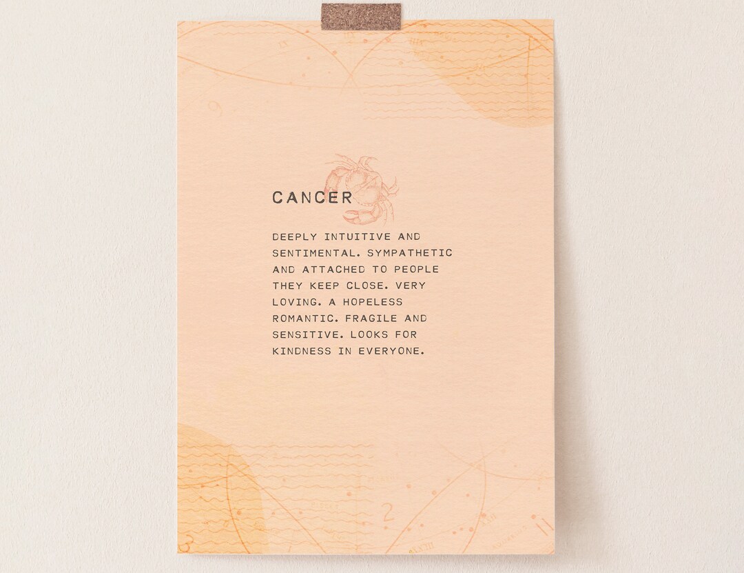 Cancer Zodiac Print, Birthday Gift Idea for the Astrology Sign, Cancer ...